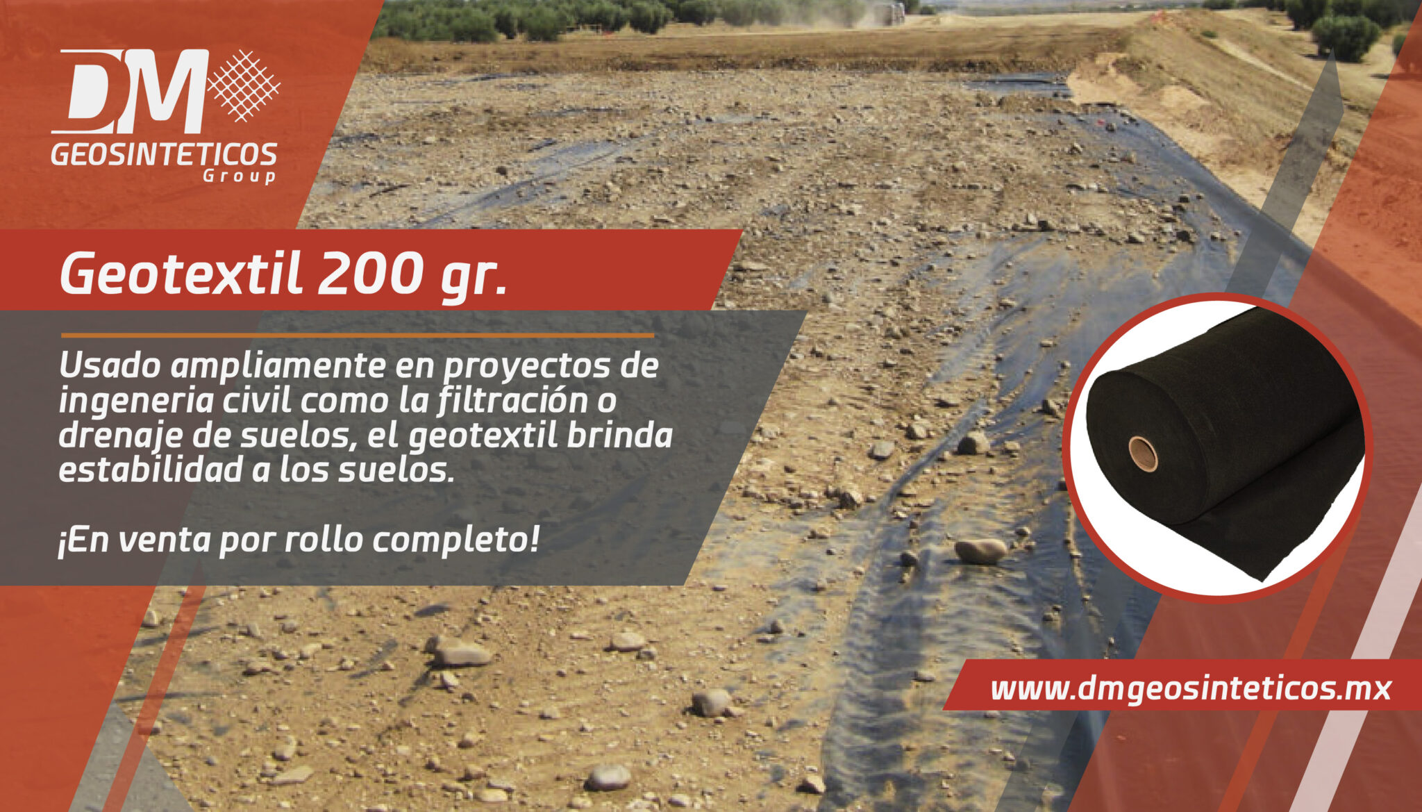¡Utiliza el Geotextil PP 200 gr. Para estabilización y filtración de ...